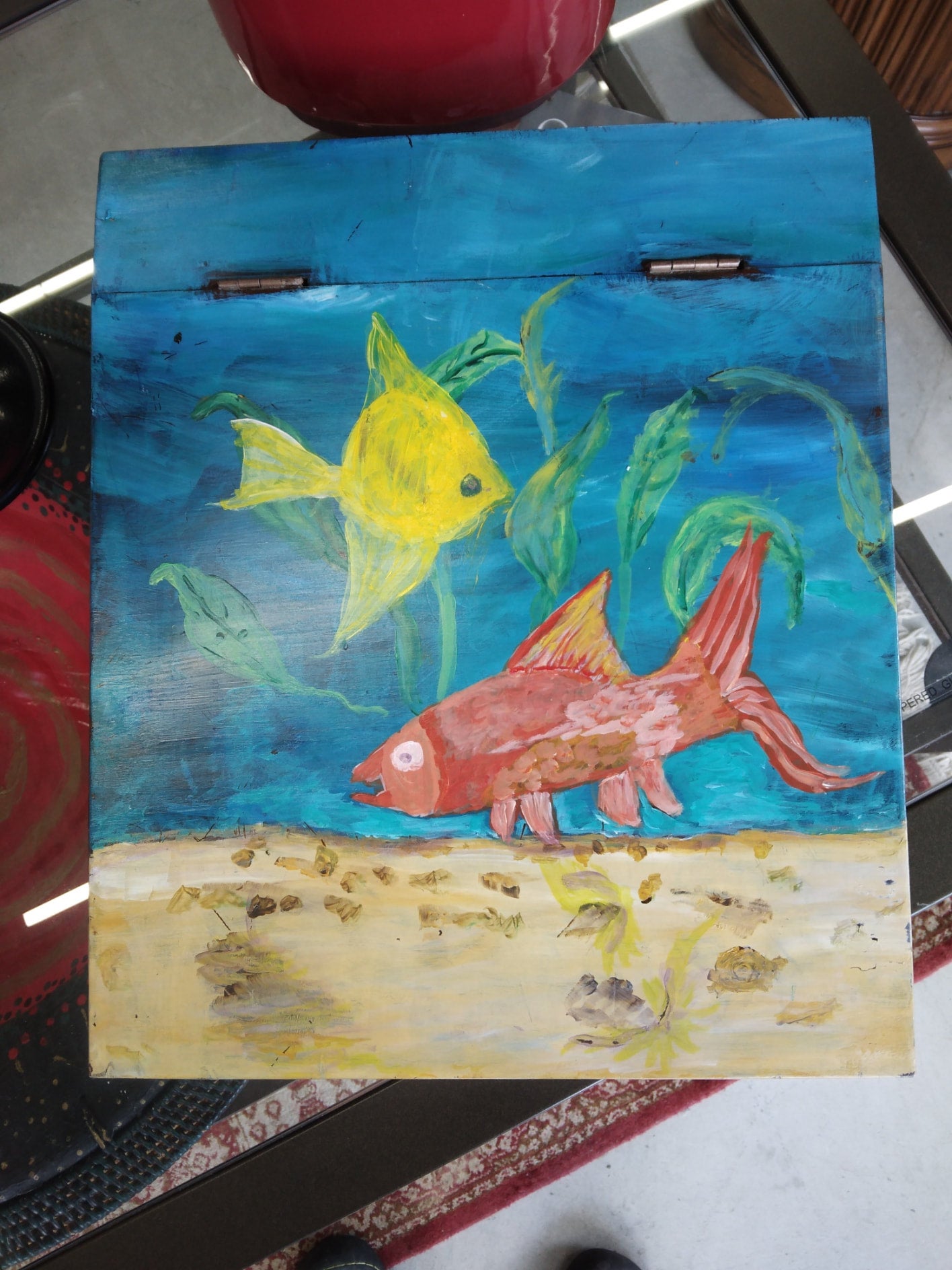 Vintage Hand Painted Bombay Company Wooden Lap Desk Stationary Box ...