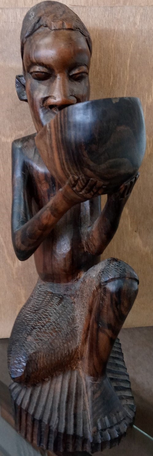 Vintage Makonde Hand Carved Mpingo (African Blackwood) Sculpture Man ...