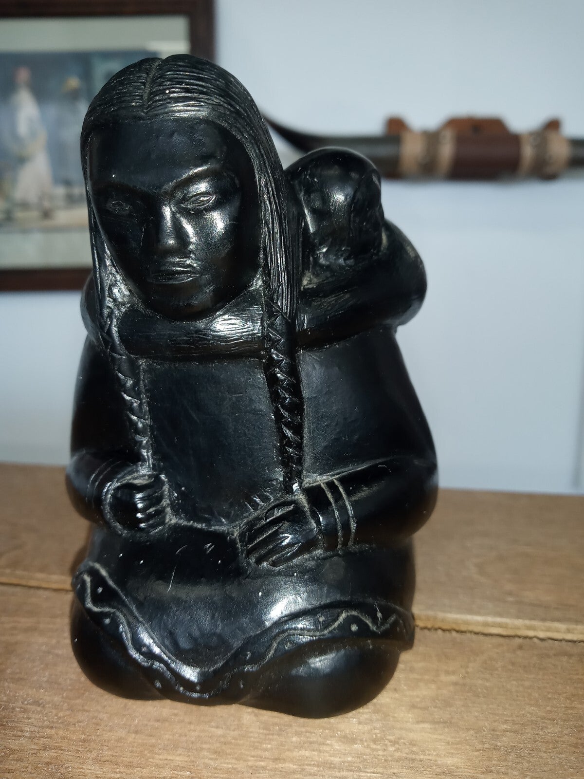 Native American Inuit Eskimo Hand Carved Squaw & Papoose, 4"T | MARTIN ...